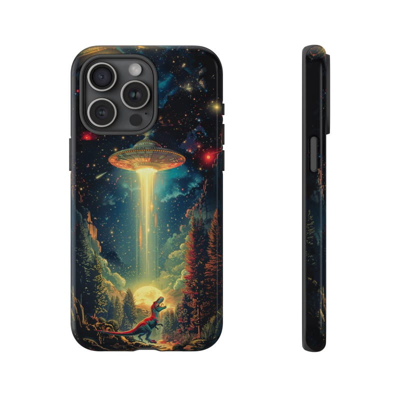 UFO Blast Dinosaur T-Rex Cartoon Tough Artwork Phone Case with iPhone ...