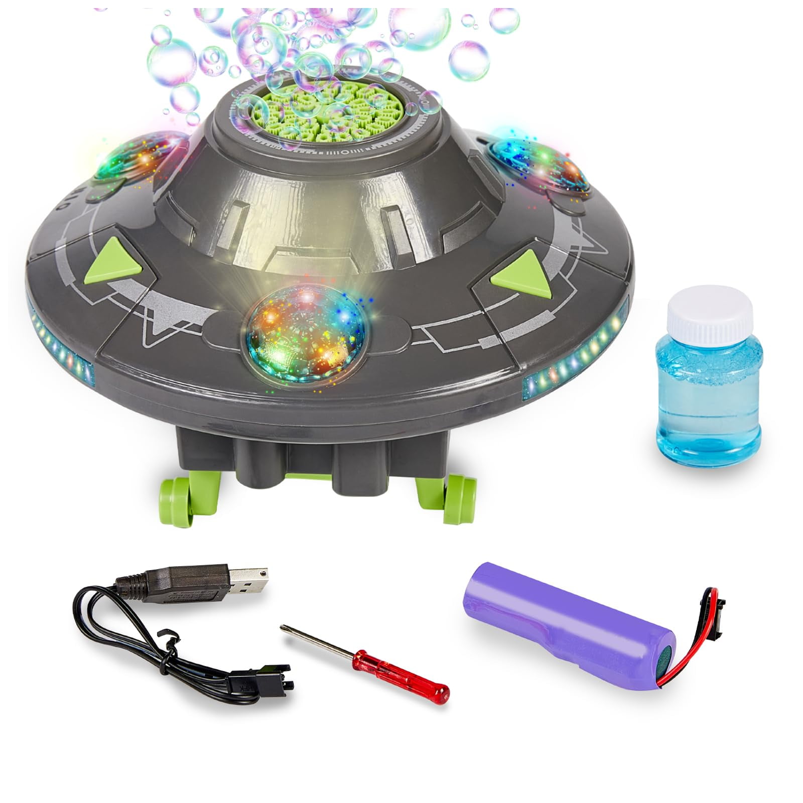 UFO Bubble Machine, Bubble Machine for Kids, Movable Rotating ...