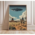 UFO Cowboy Art Nevada Desert Sci Fi Western Wall Art Retro Americana ...
