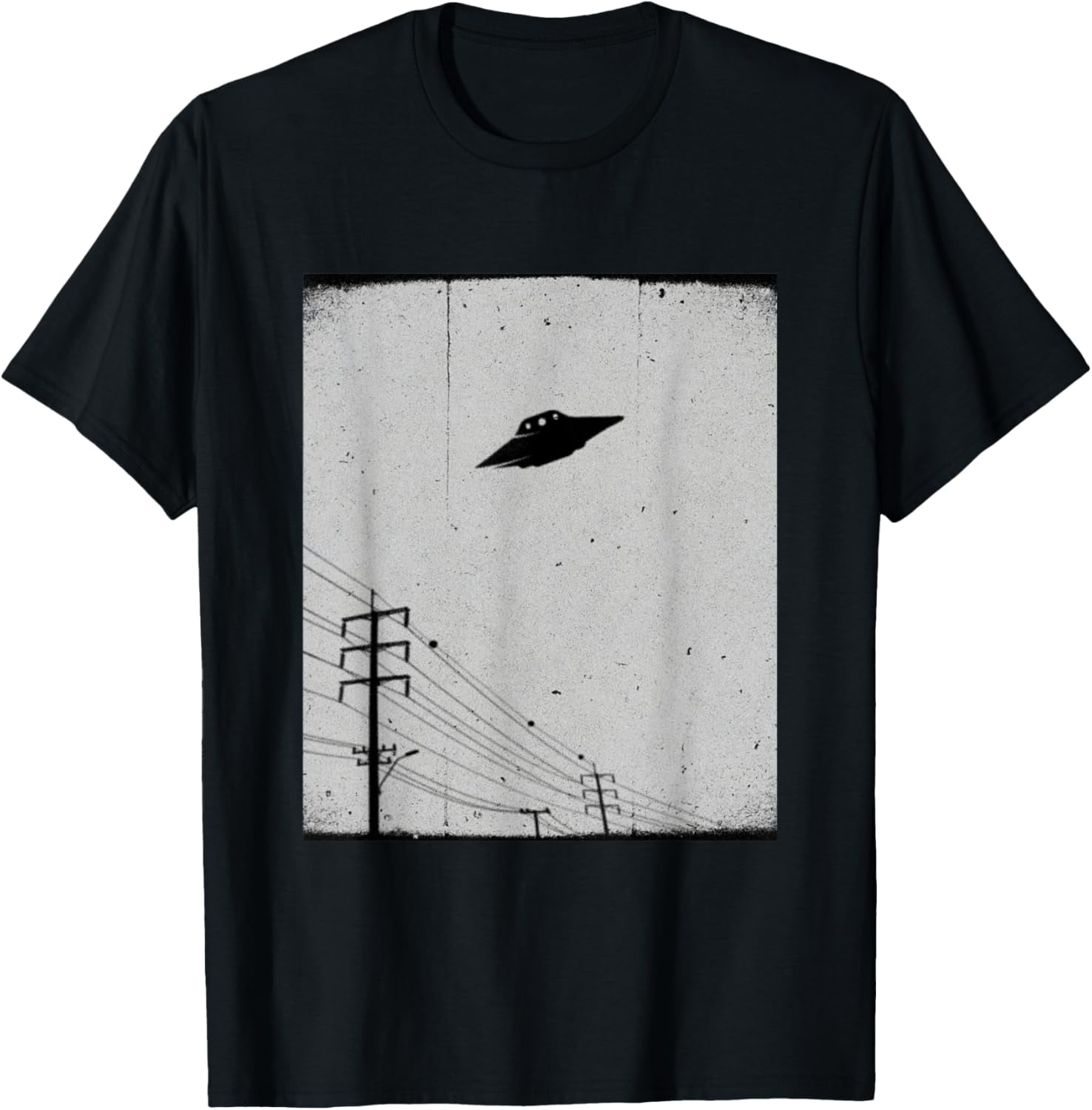 UFO Flying Saucer Power Lines Poles Alien Lover Paranormal T-Shirt ...