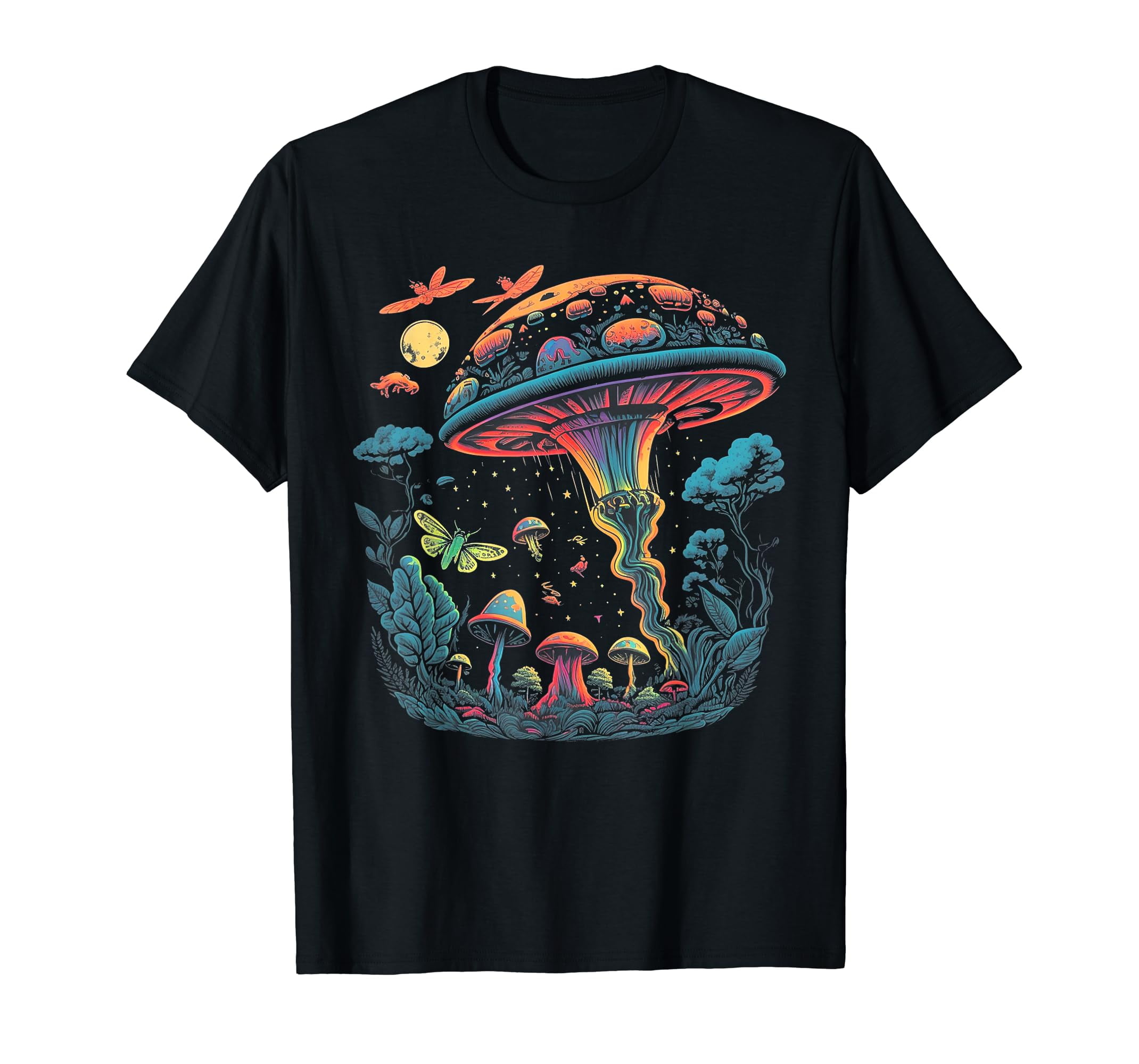 UFO Funny Alien Retro Mushrooms Vintage 60s 80s 70s Rainbow Vintage Men T-Shirt - Walmart.com
