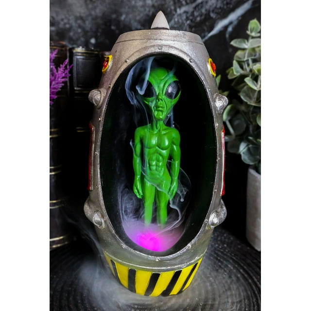 UFO Green Alien In Spaceship Capsule Backflow Incense Burner With LED ...