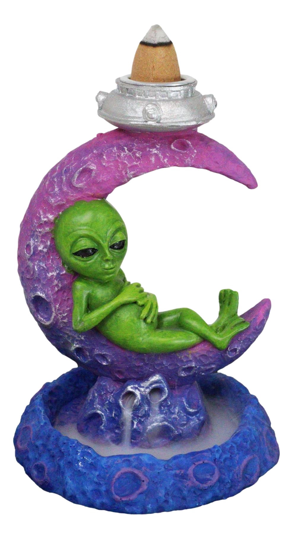UFO Green Roswell Alien Sleeping On Crescent Crater Moon Backflow ...