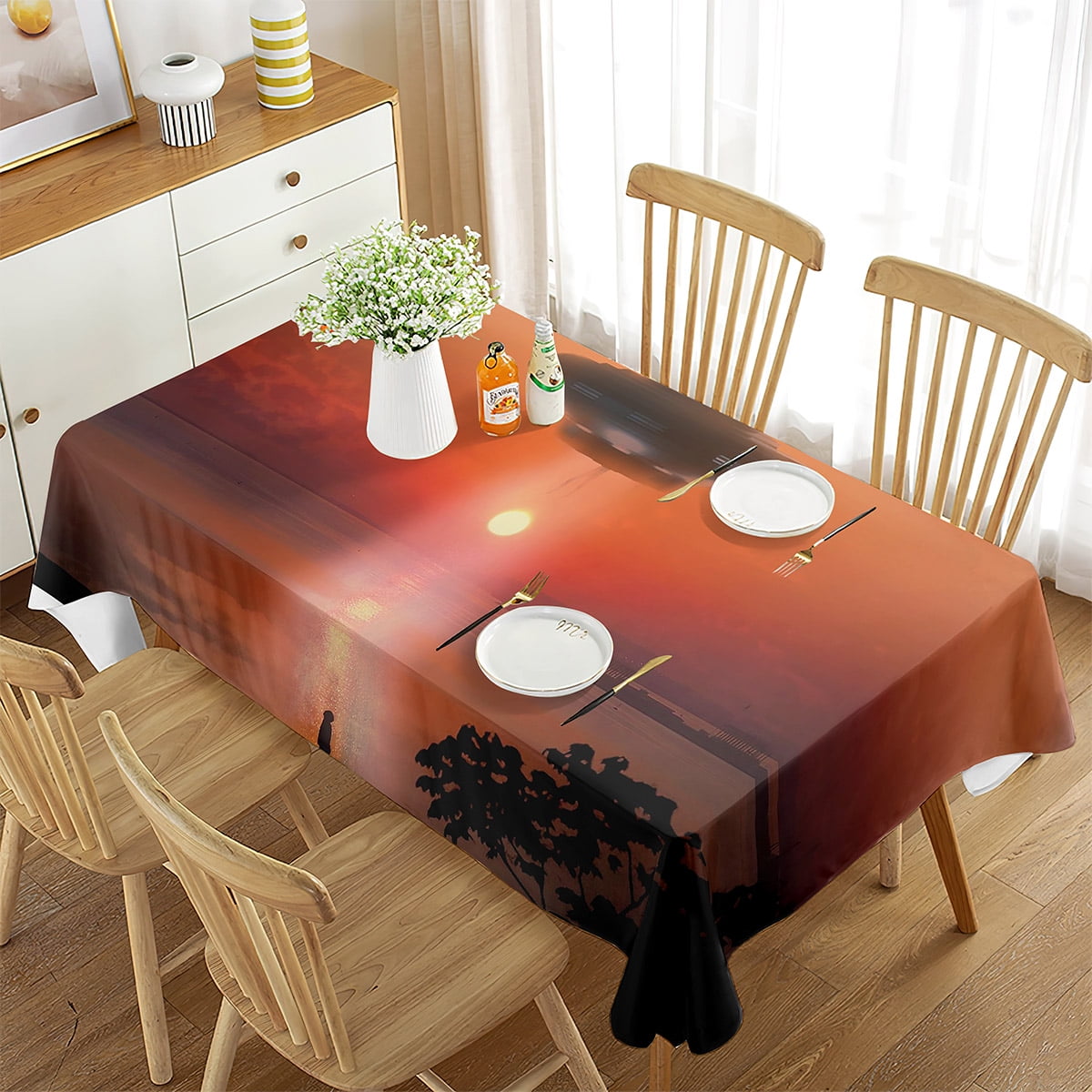 UFO Photo Tablecloth Alien Science Fiction UFO Landed in The Town at ...