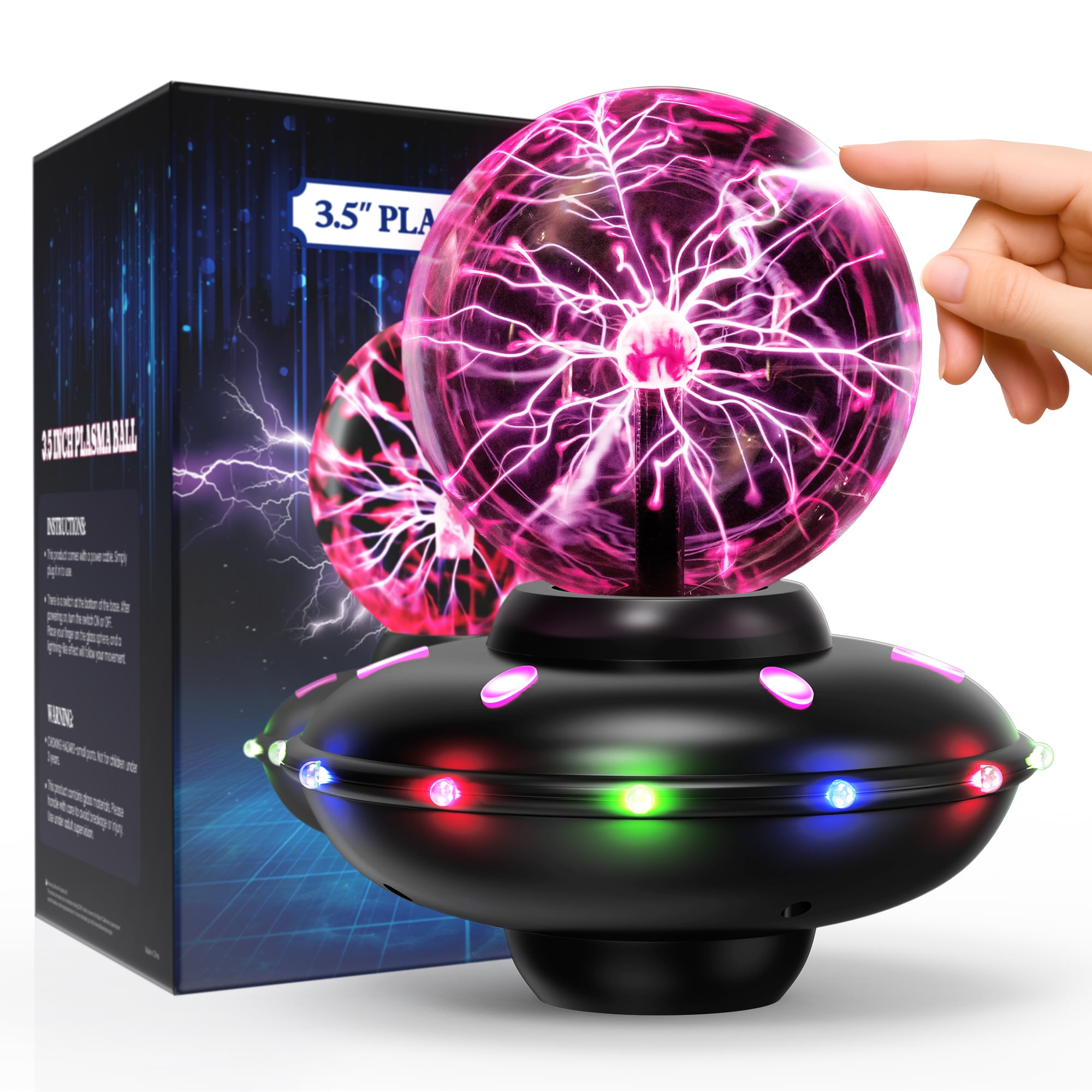 UFO Plasma Ball Lamp - Touch-Activated Levitating Lightning Globe, Sci ...