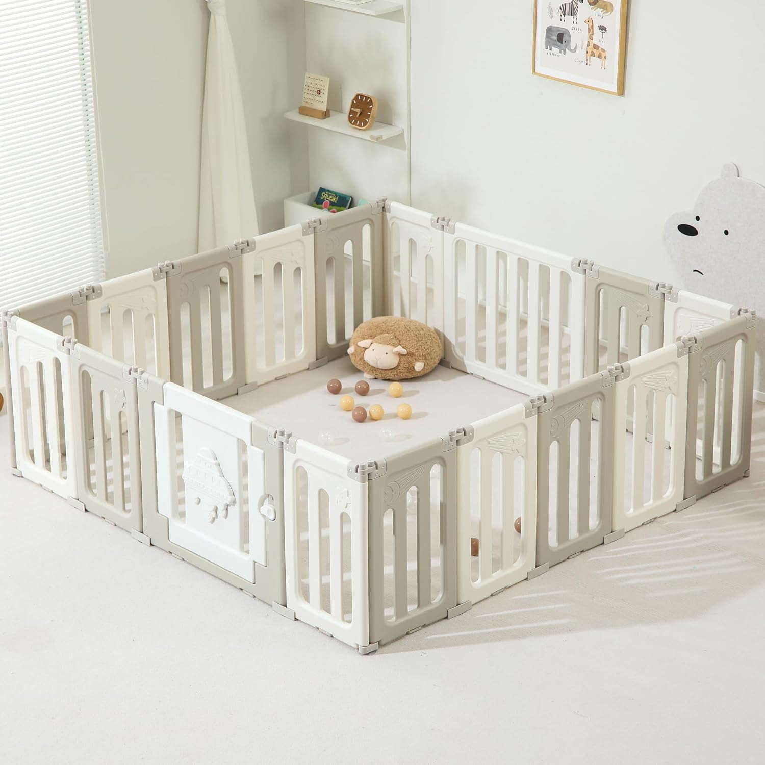 UFO Portable Foldable Playpen - 18 Panels Extra Large Baby Play Yard ...
