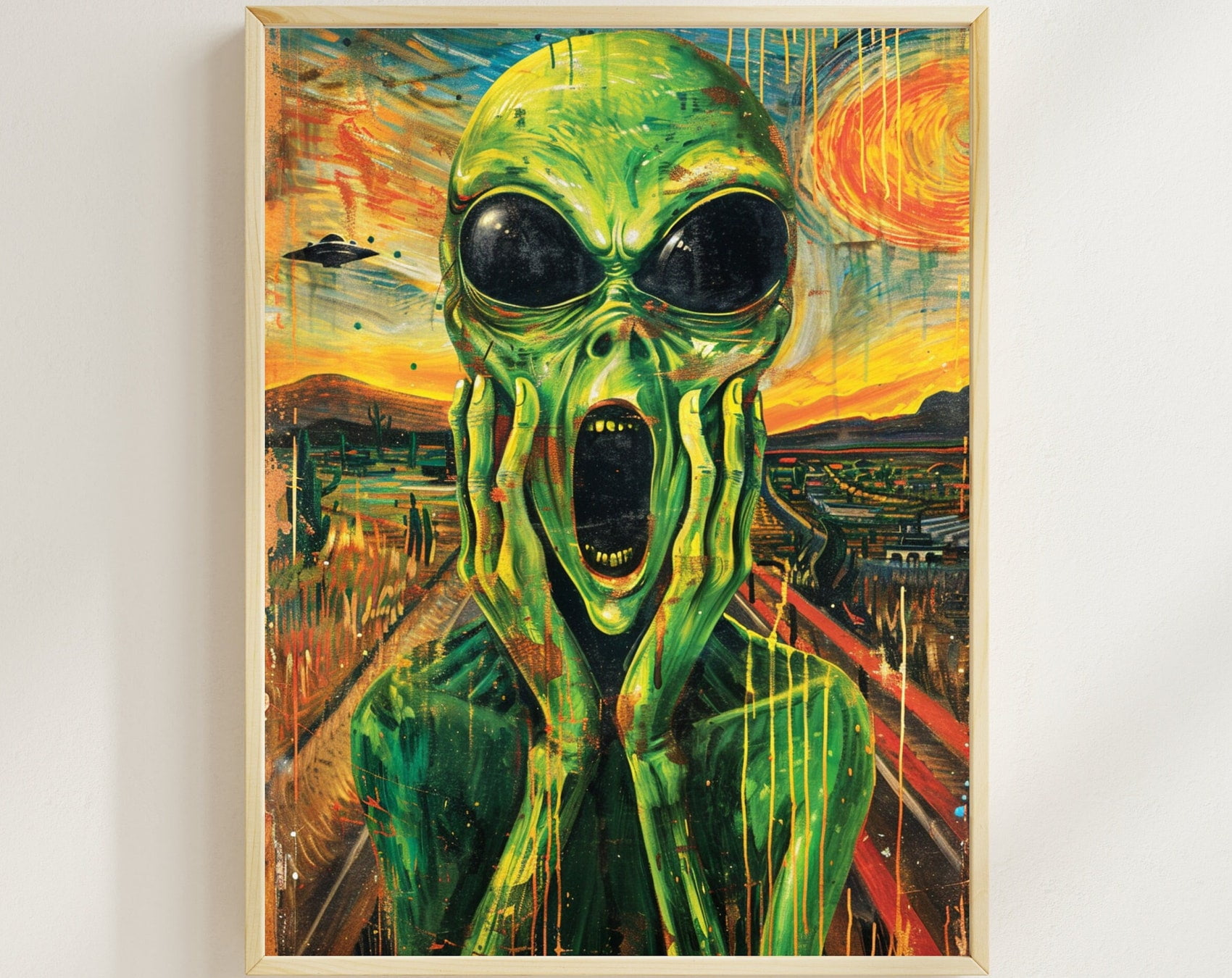 UFO Poster Funny Alien Poster Alien Scream Alien Vintage Wall Decor ...