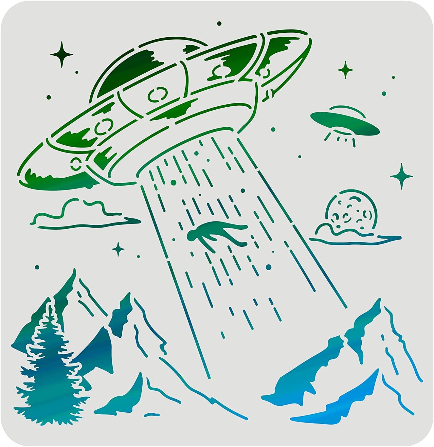 Galaxy Large Reusable Alien Spaceship Stencils, Plastic Drawing ...
