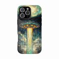 UFO Stained Glass Teal Spaceship Outer Space Abstract Artistic Phone ...