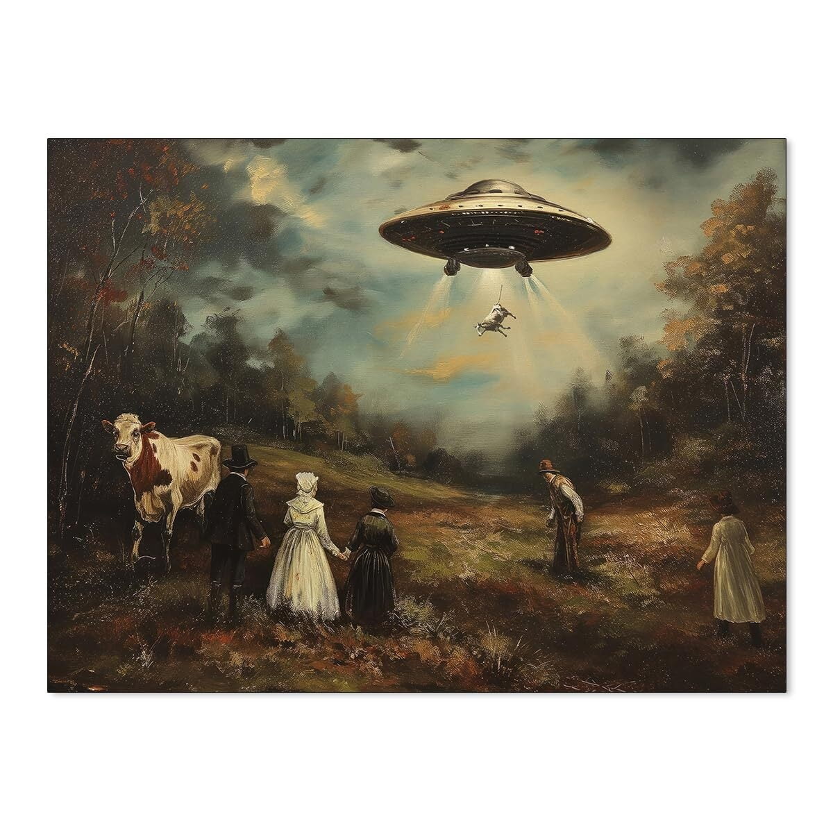 UFO Victorian Landscape Wall Art Funny Trippy Poster Eclectic Alien ...