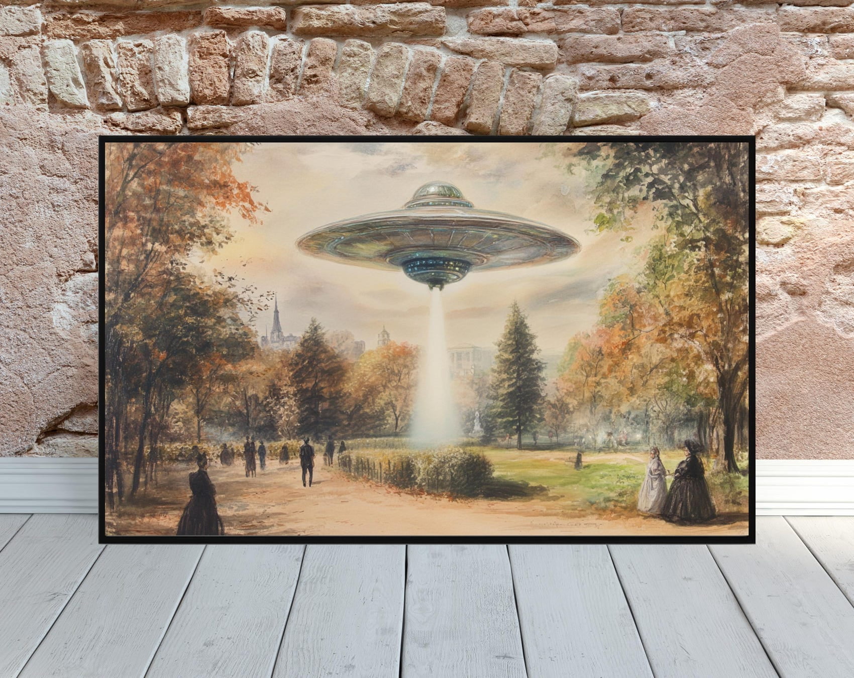 UFO Wall Art Victorian Landscape Funny Altered Art Poster Alien ...