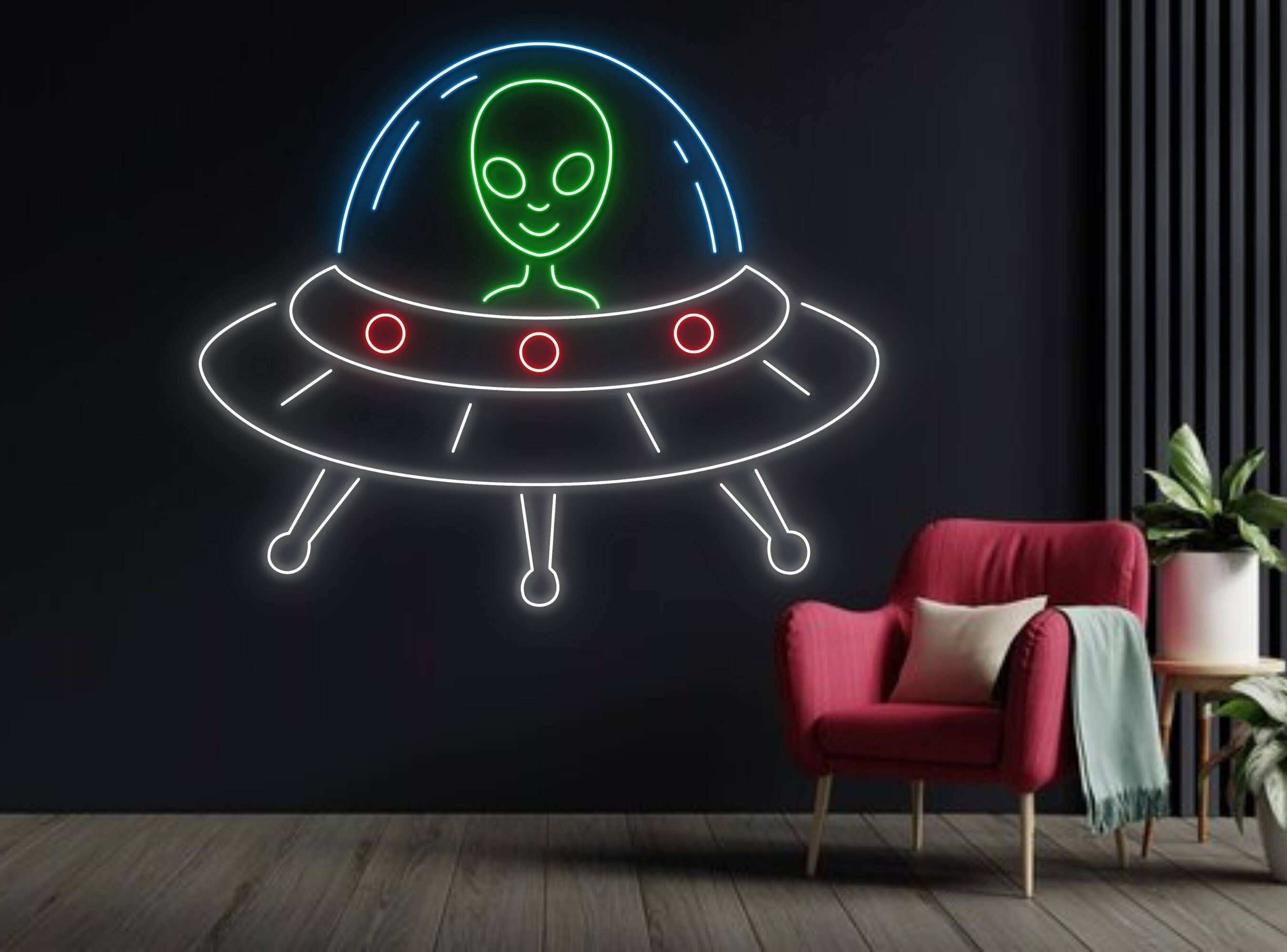 UFO With Alien Neon Signs, Wall Art Decor - Walmart.com