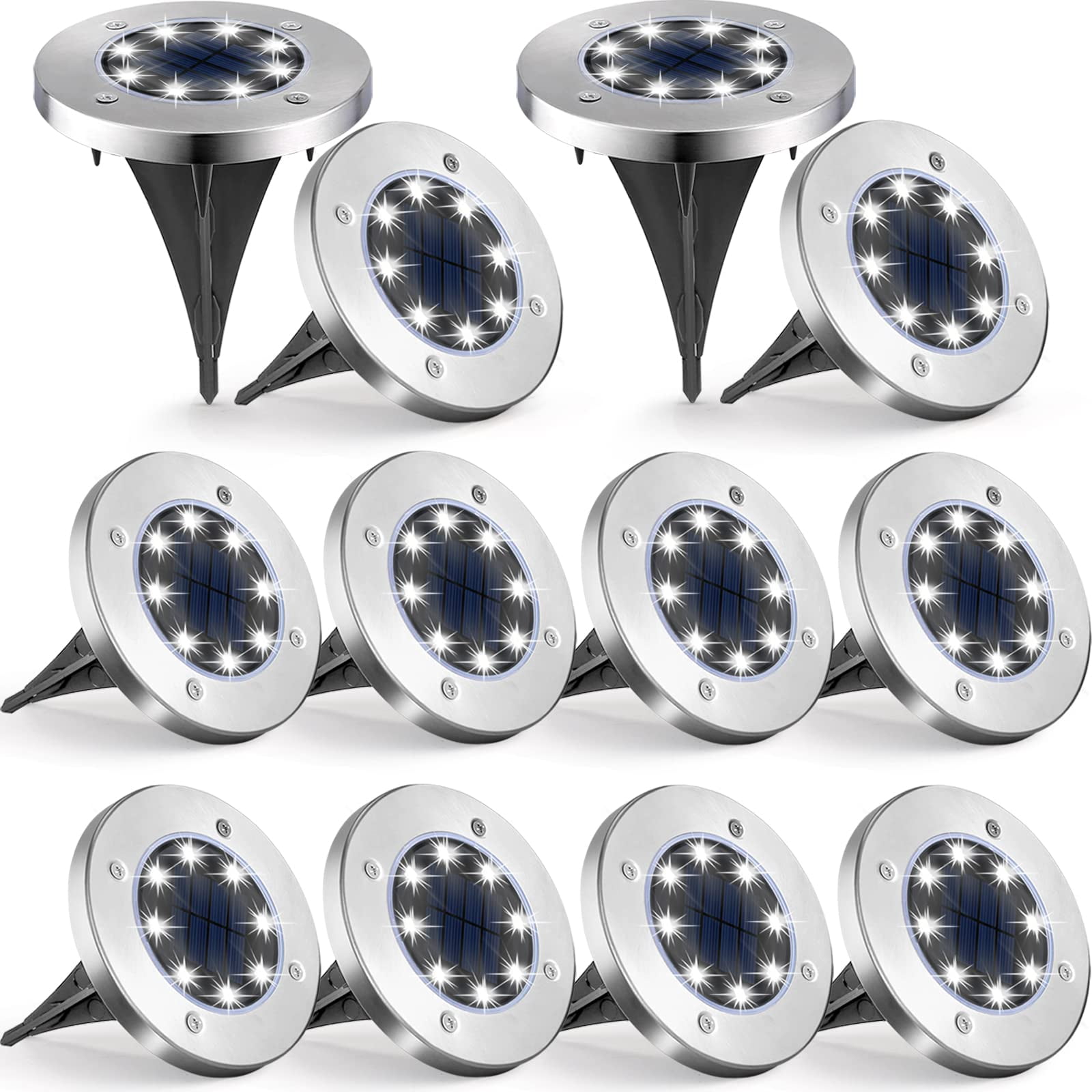 UFOND 12 Pack Solar Ground Lights，Outdoor Waterproof LED Gardenlight ...