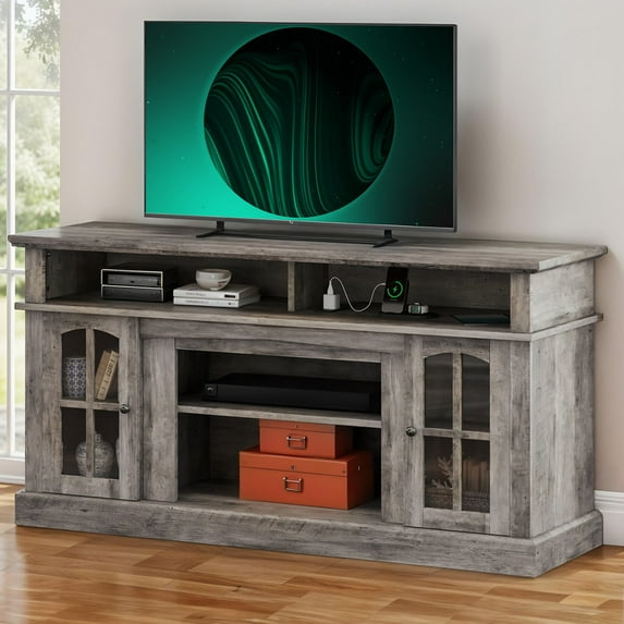 UFORIC TV Stand for 65 Inch TV w/Outlets, Farmhouse Entertainment ...