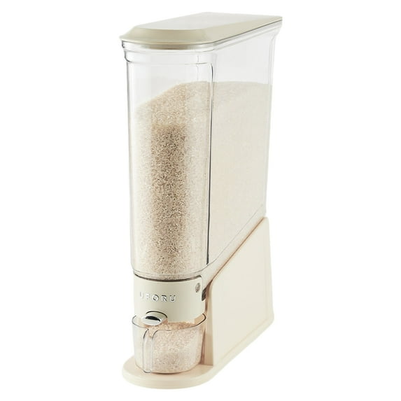 UFORU Cereal Storage Container, 22 Lbs, White, Slim Grain Dispenser ...
