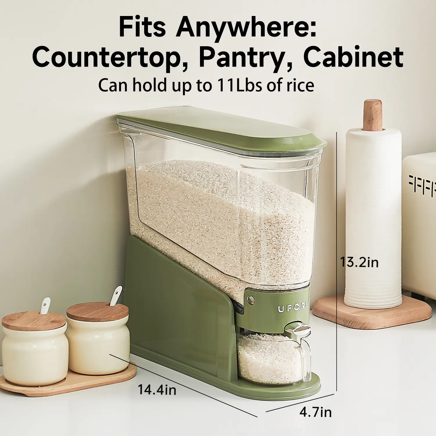 UFORU narrow-mouth sealed grain storage container, 11 lb/22 lb large ...