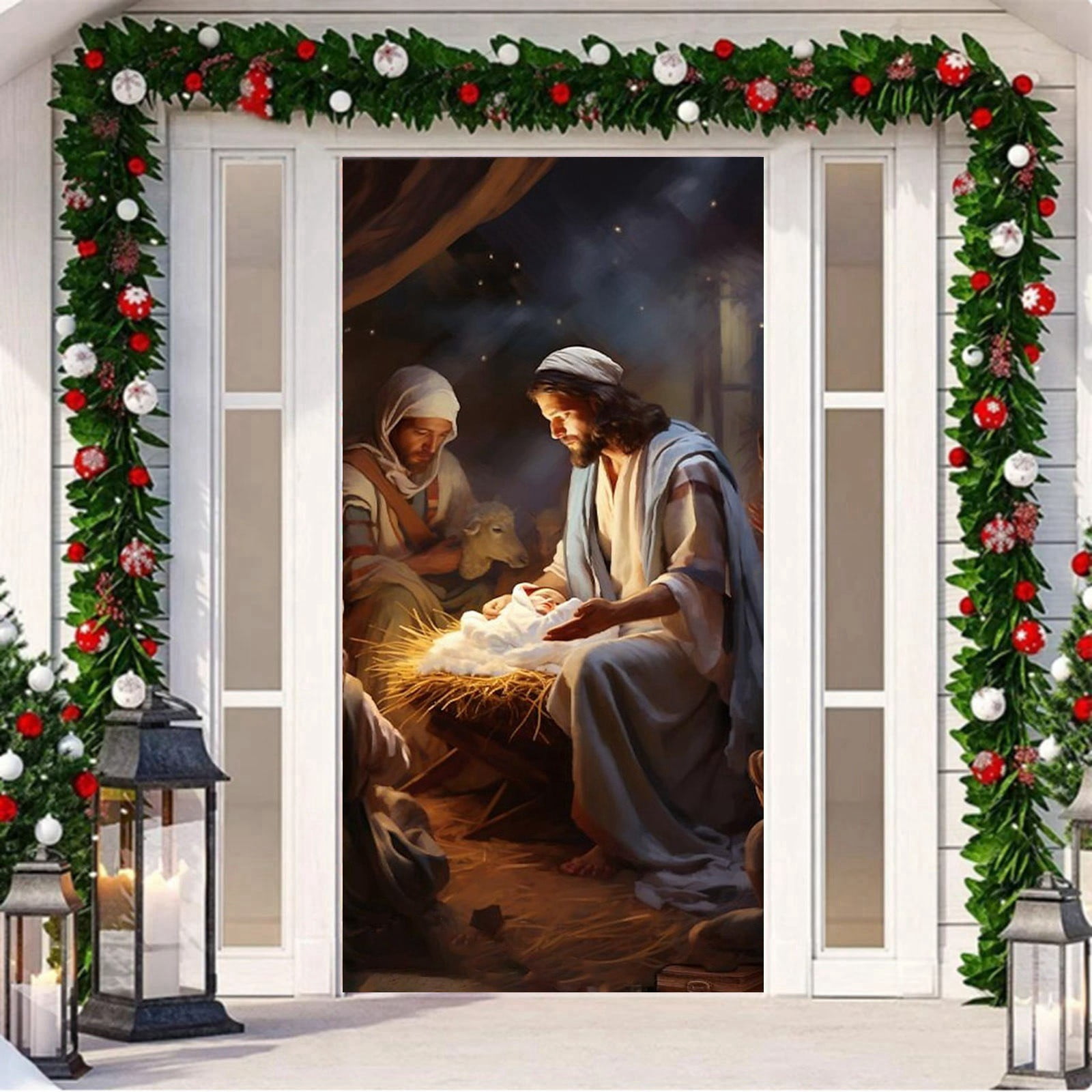 UFOUND Christmas Door Cover Decoration Tapestry Holiday Party Door ...