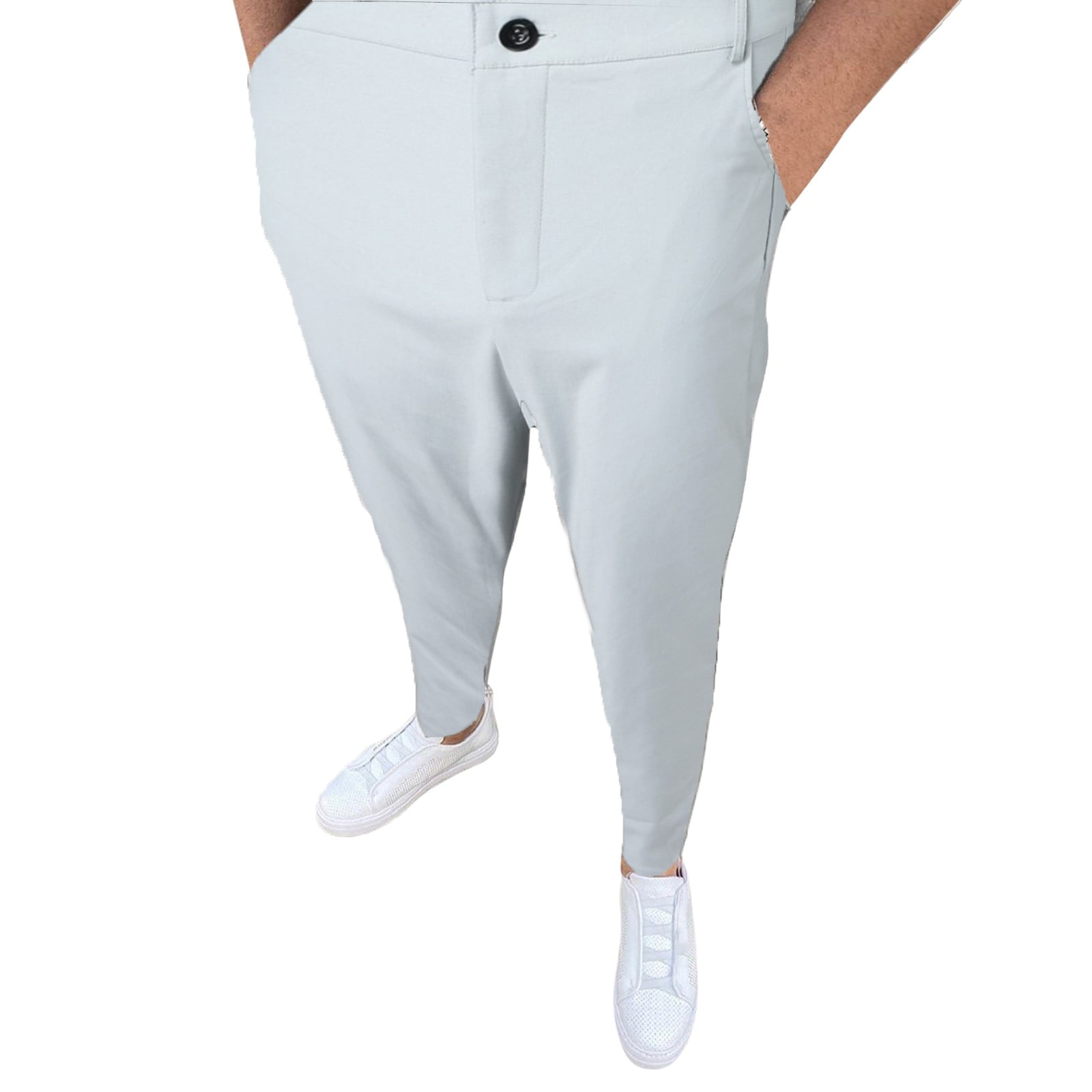 UFOUND Men Casual Versatile Fashion Stretch Pants Solid Color Slim Fit ...