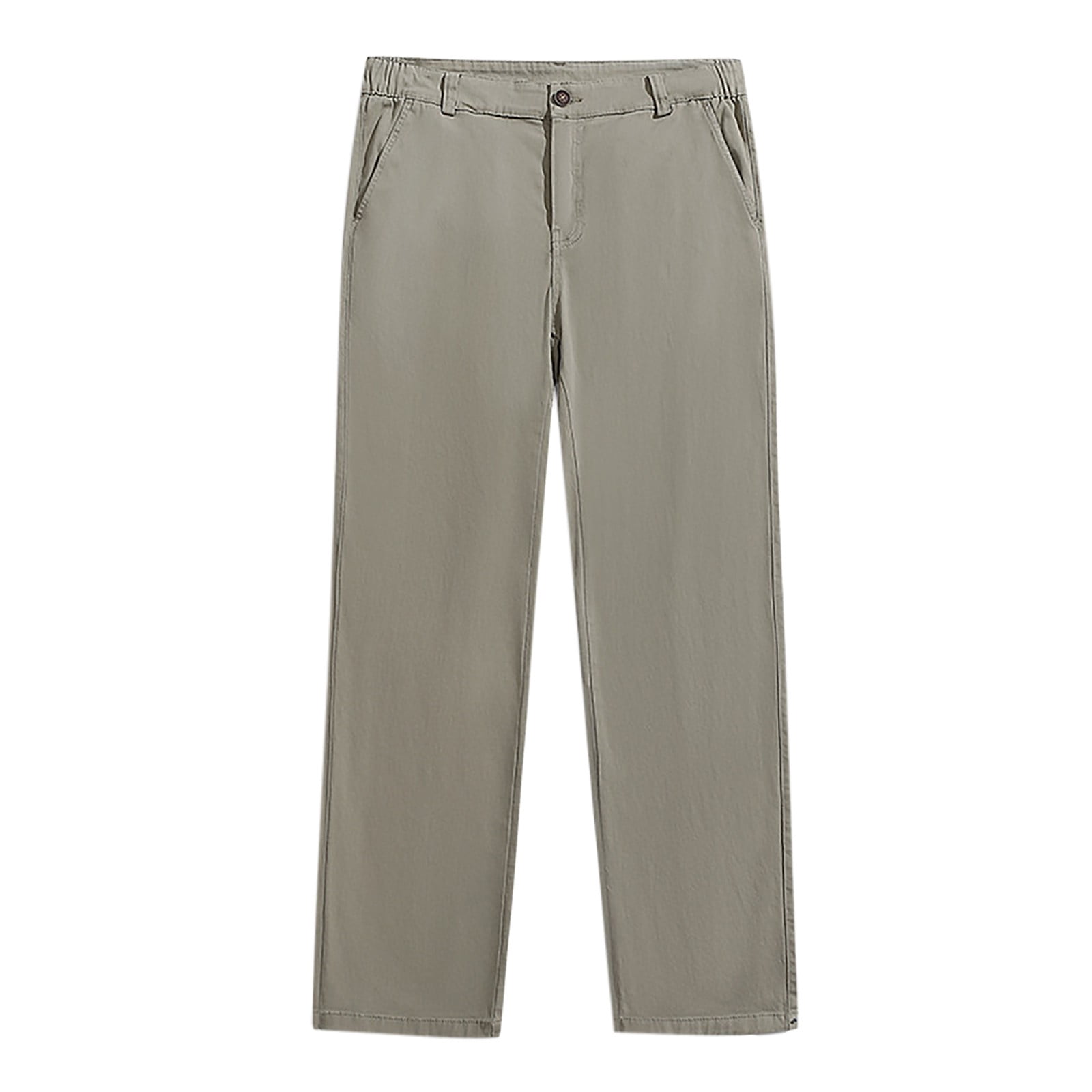 UFOUND Men Solid Color Elastic Casual Pants Business Straight Tube ...