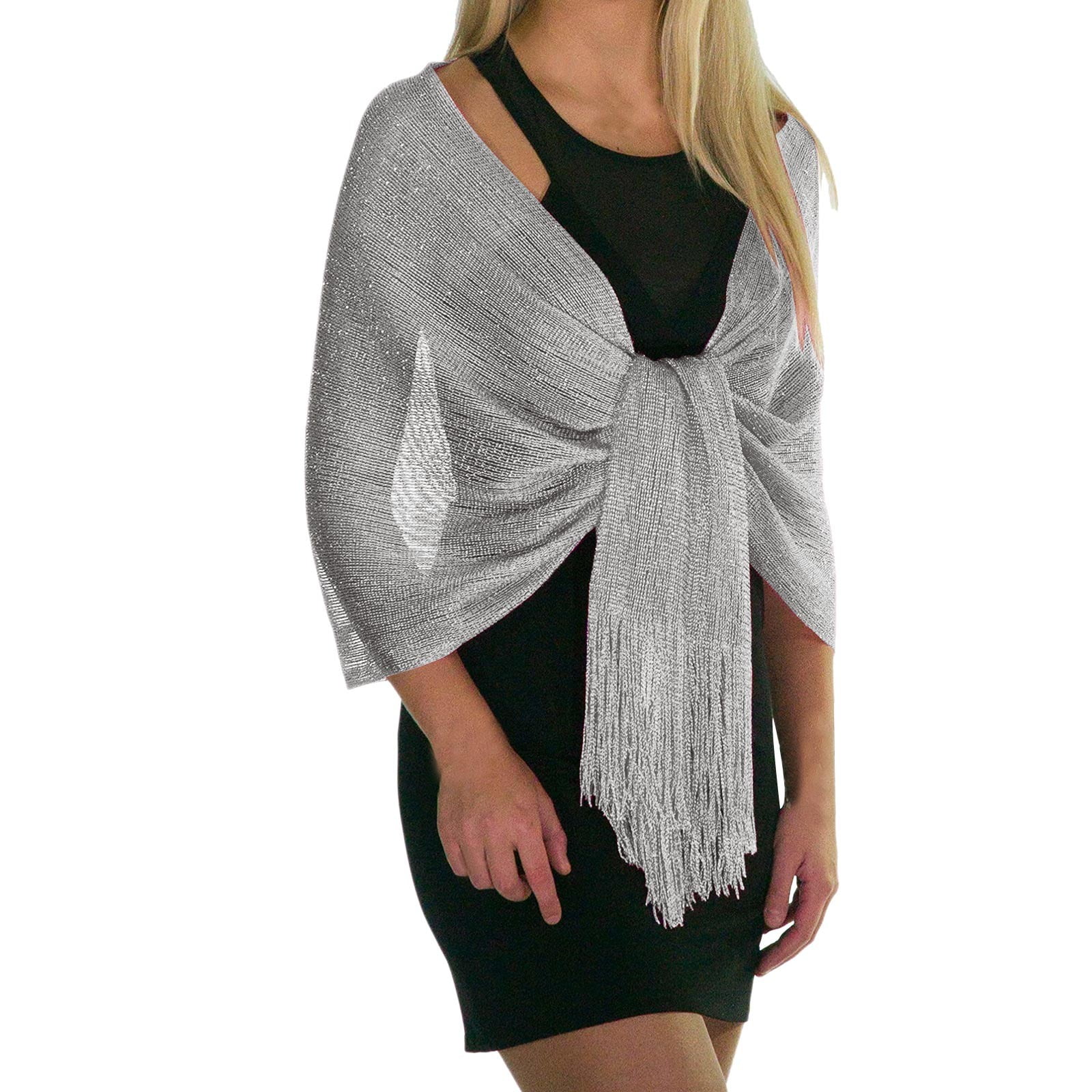 UFOUND Rheane Sparkling Metallic Shawls And Wraps With Buckle For ...