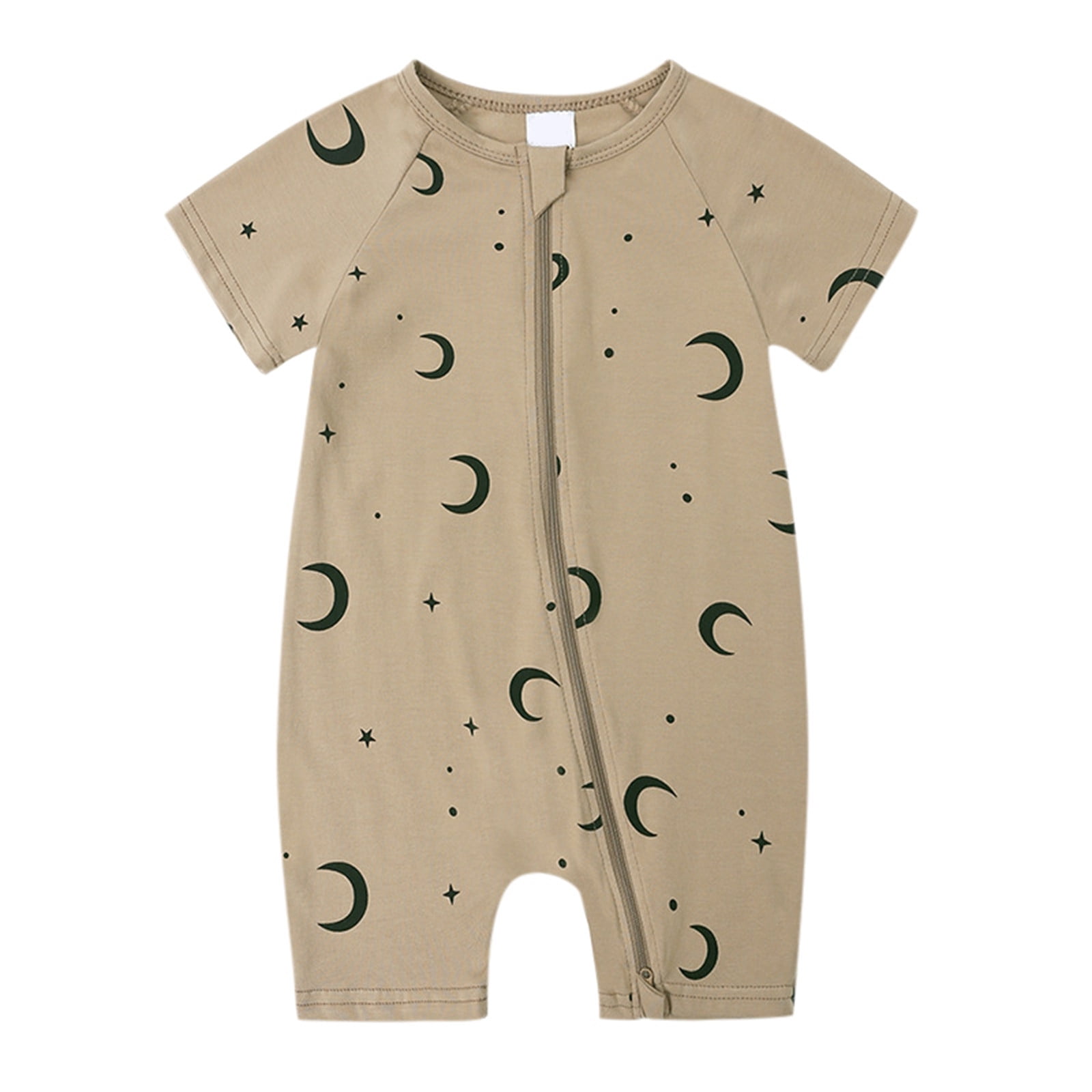 UFOUND Summer Baby Short Sleeve Print Double Zipper Boys Bodysuit ...