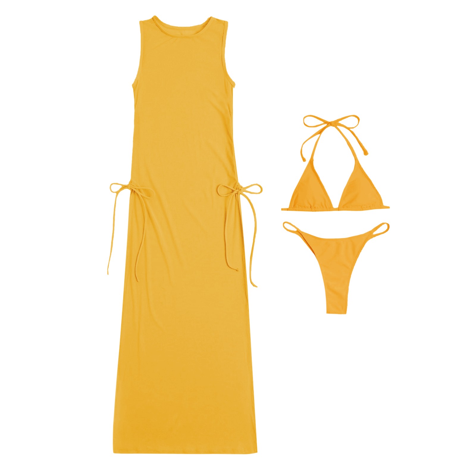 Ufound Women 2025 Solid Color 3 Piece Bikinis Set Swimwear Swimsuit