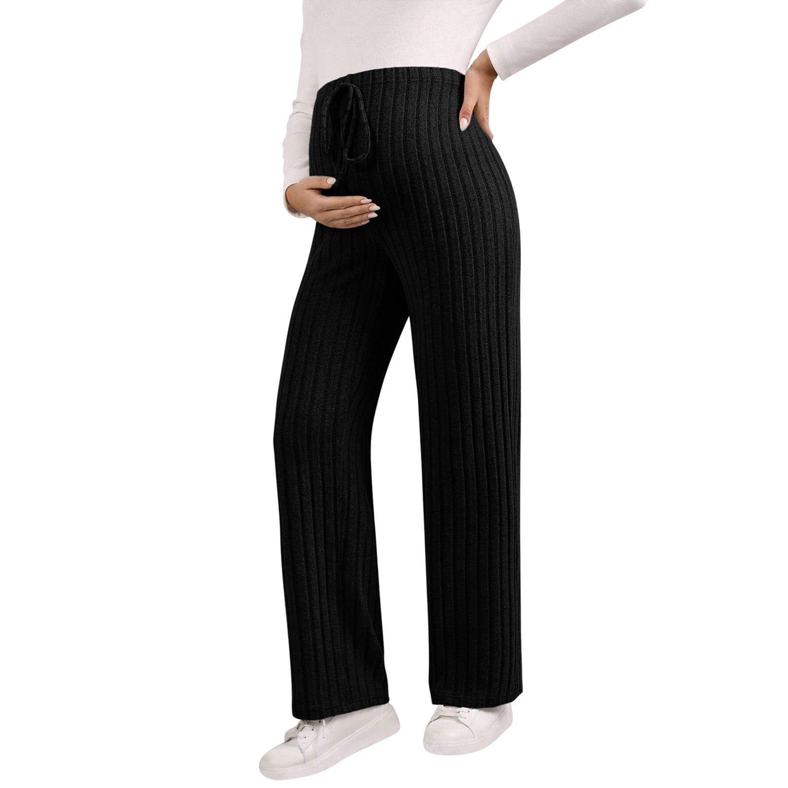 UFOUND Women Maternity Casual Elastic Hight Adjustable Waist Knitting ...