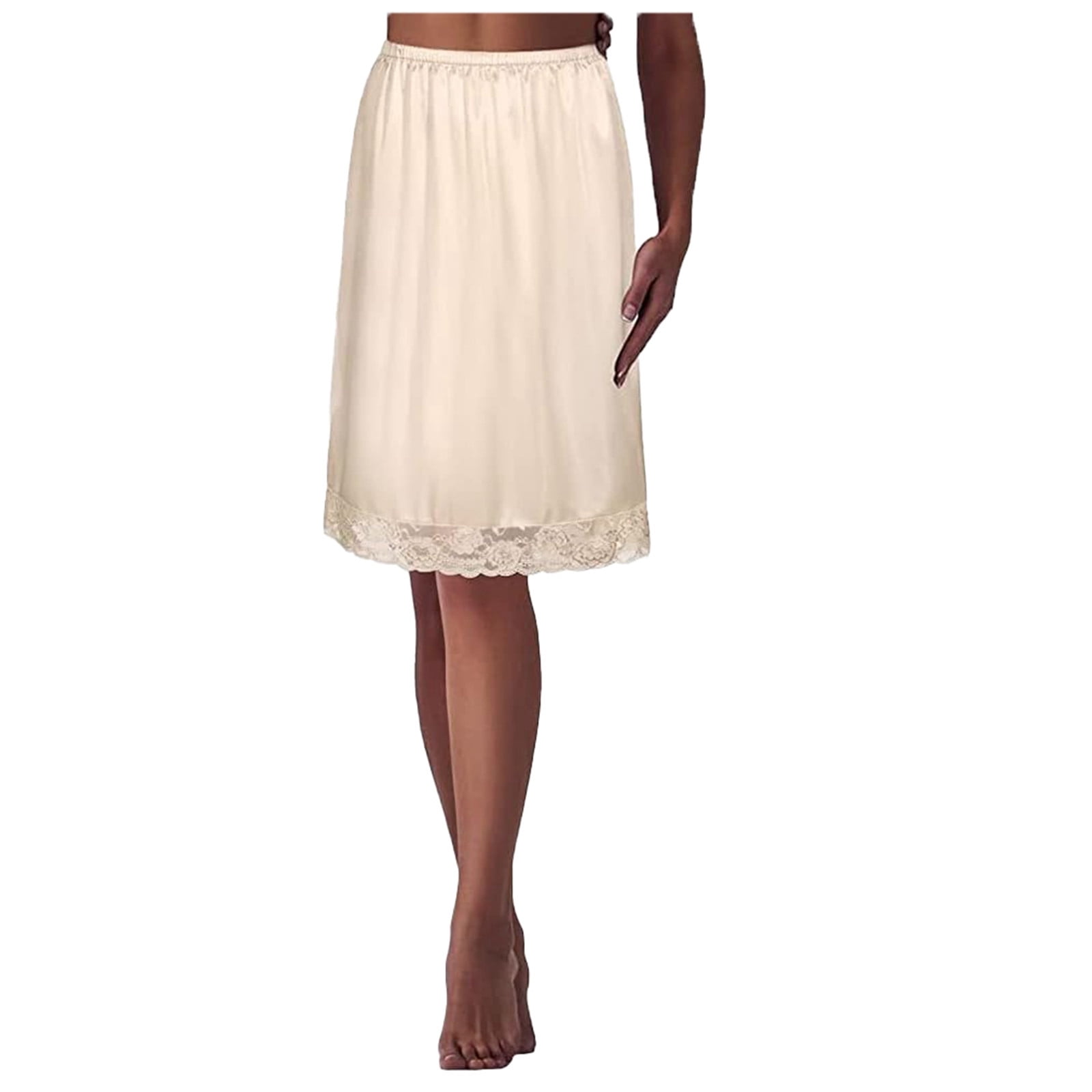 UFOUND Women's Silk Base Skirt Inner Skirt Half Skirt Penetration And ...
