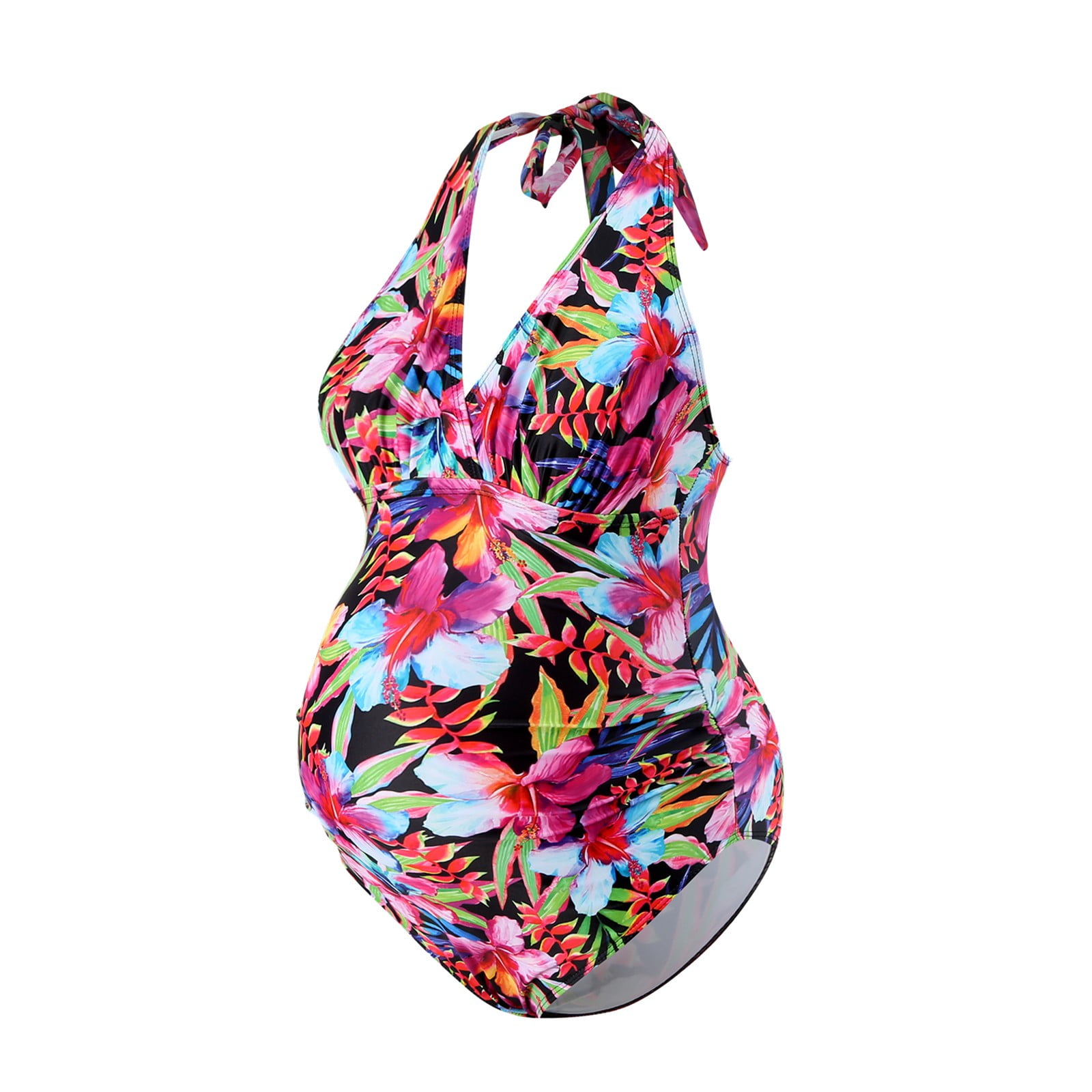UFOUND Womens Maternity Swimsuits V Neck Floral Swimwear Bathing Beach ...