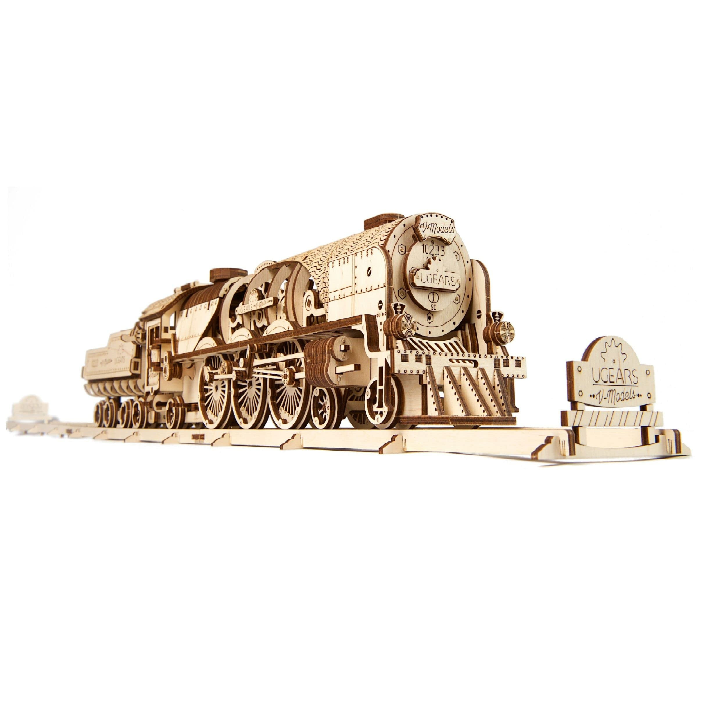UGEARS 3D Puzzles for IFF17 Adults - V-Express Steam Train with Tender ...