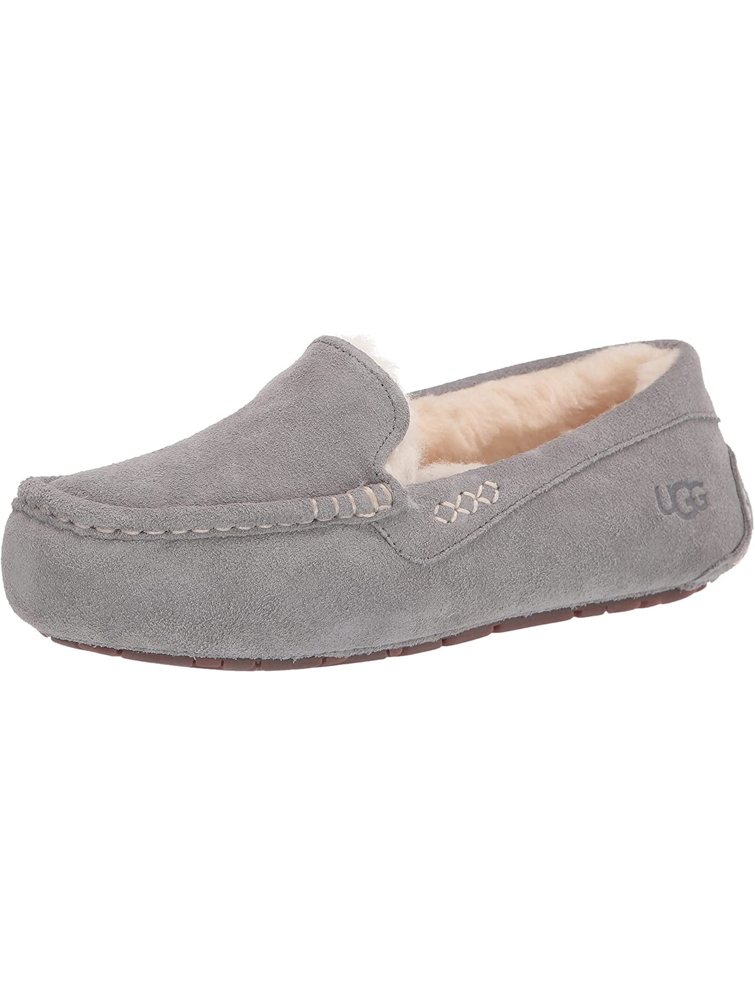 UGG Womens Gray Padded Ansley Round Toe Slip On Leather Moccasins Shoes ...