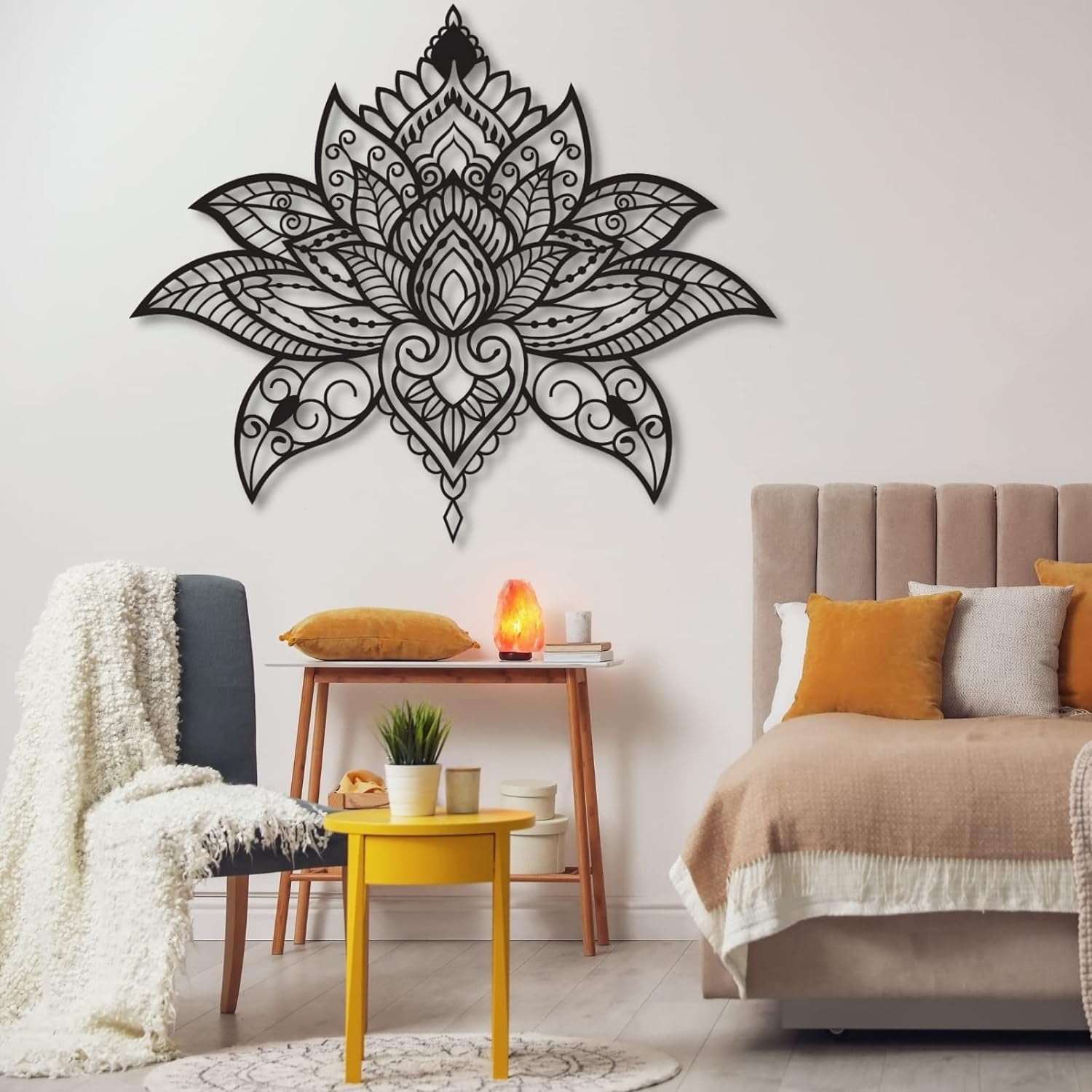 UGJSH Lotus Metal Wall Art, Metal Mandala Wall Art, Lotus Wall Decor ...