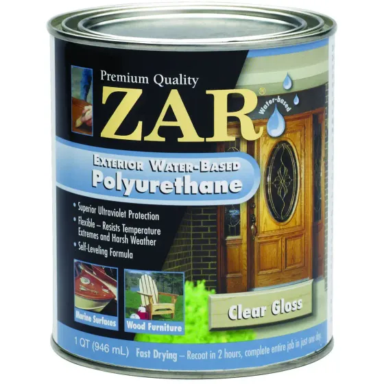 UGL 32612 Zar Clear Amber Gloss Exterior Water Based Polyurethane Quart ...