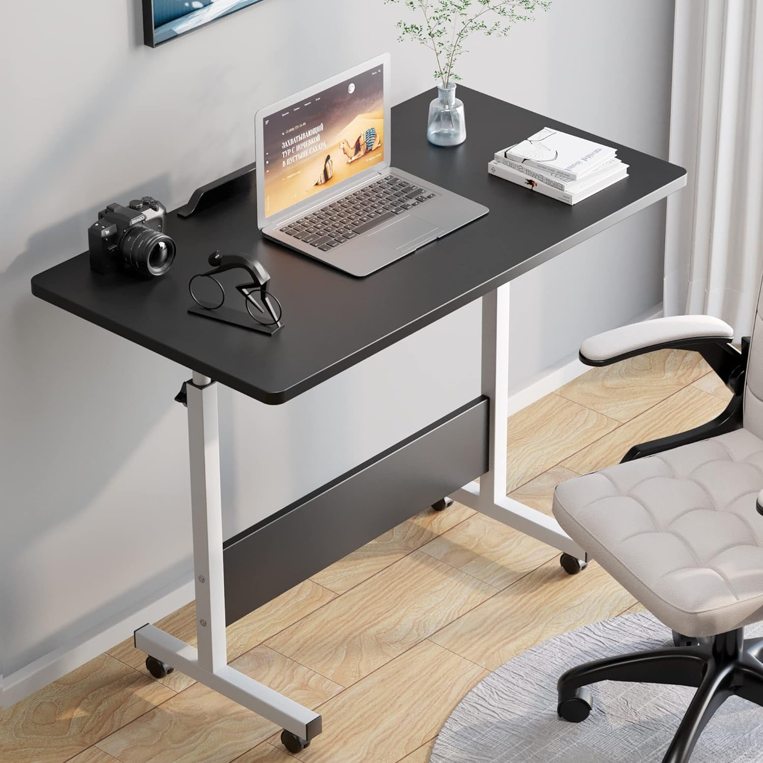 UGOVBONPM Rolling Desk Adjustable Height Rolling Computer Cart Portable ...