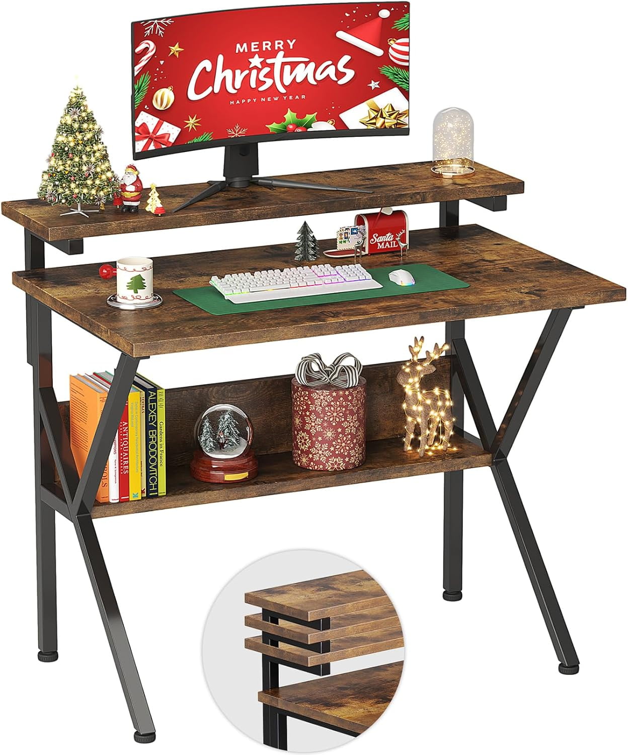 UGOVBONPM Small Desk Small Computer Desk for Small Spaces 27.5 Inch ...