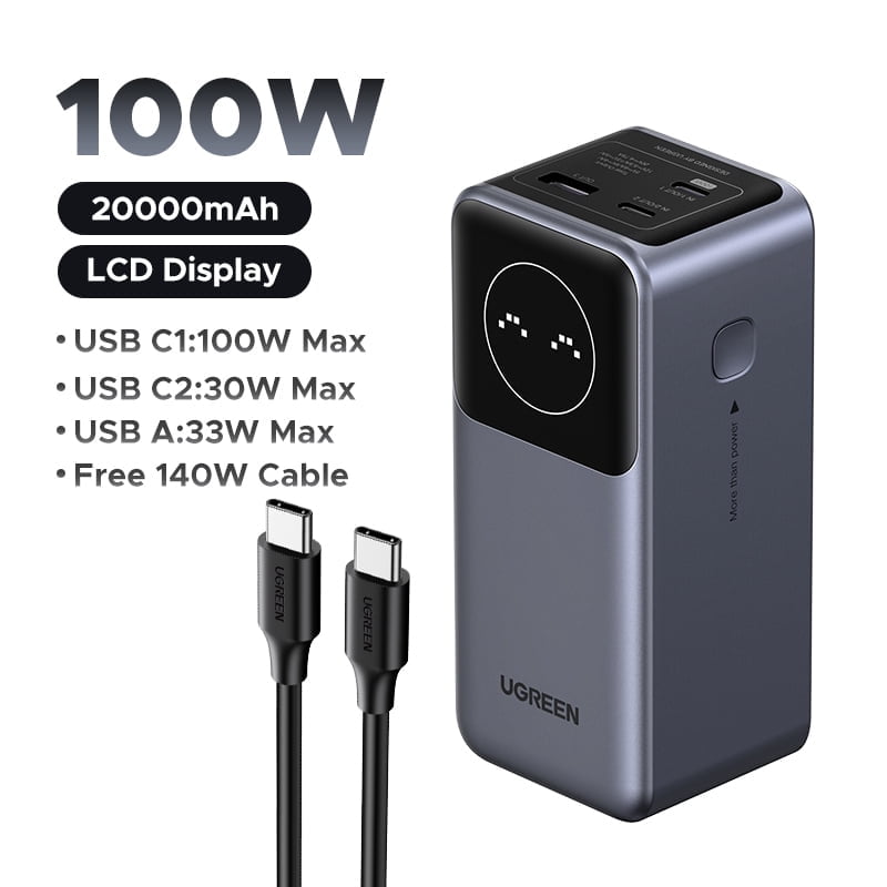 UGREEN Nexode Power Bank 20000mAh 130W Portable Charger with Smart ...
