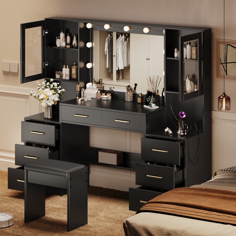 Modern Black Bedroom Vanity