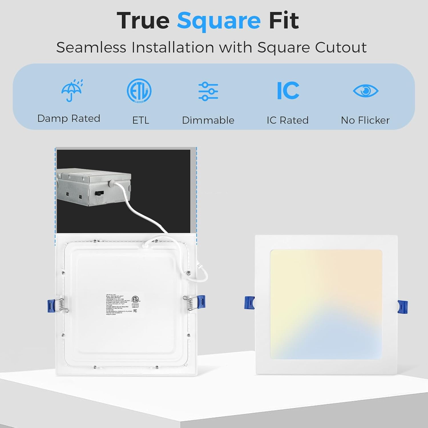 UGUCYUI-1 Pack 12 Inch Square Recessed Lighting, 5CCT Ultra-Thin LED ...