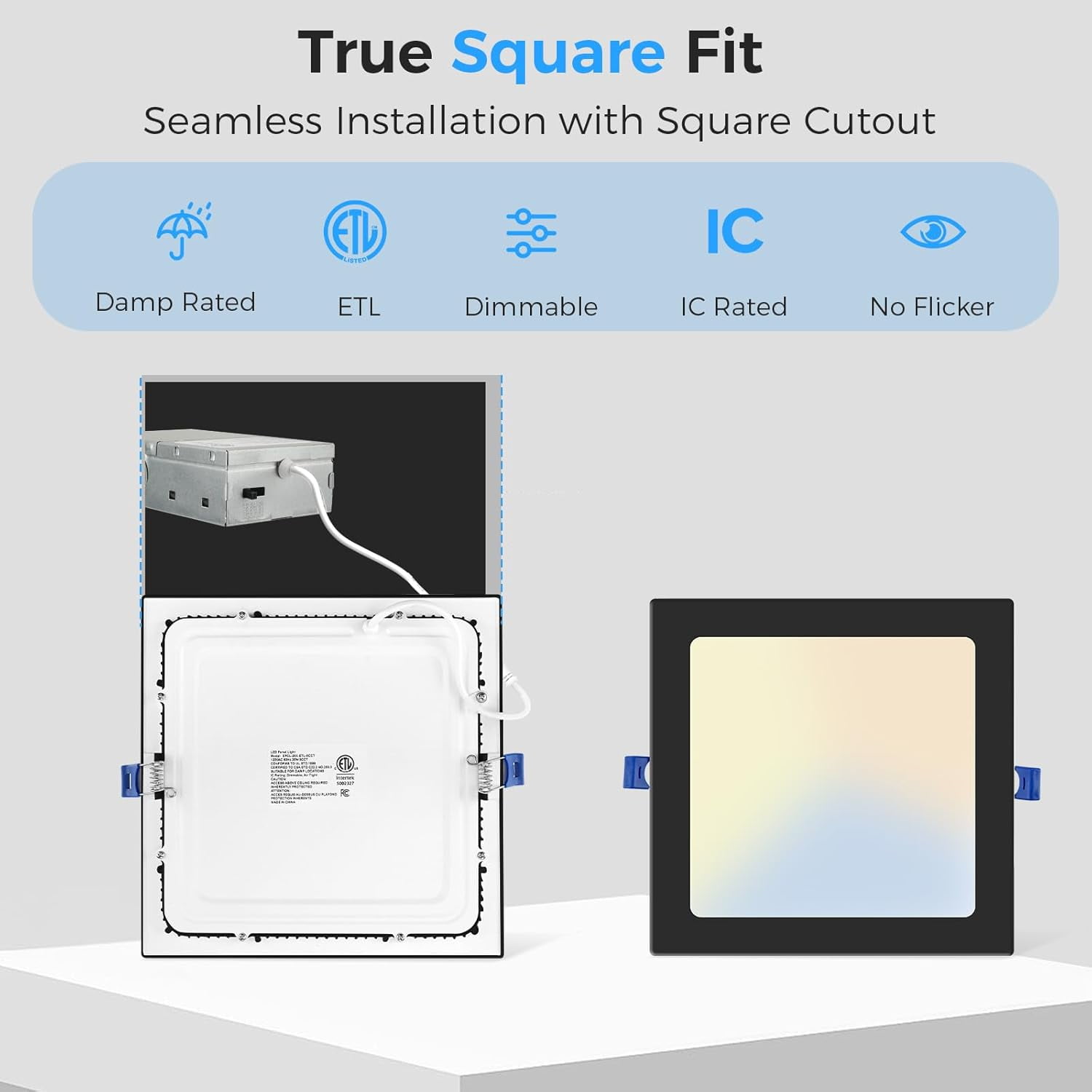 UGUCYUI-1 Pack 8 Inch Square LED Recessed Lighting, Ultra-Thin Canless ...