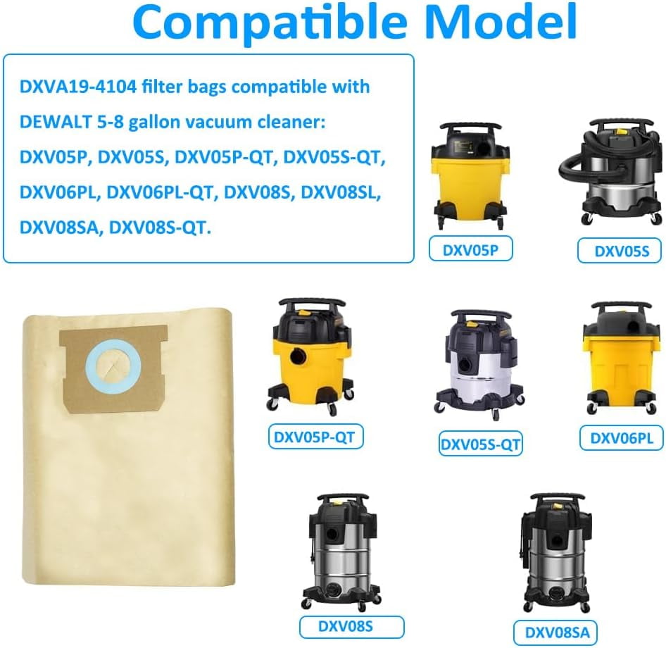 UGUCYUI-10 Packs DXVA19-4104 Disposable Filter Bags Compatible with ...