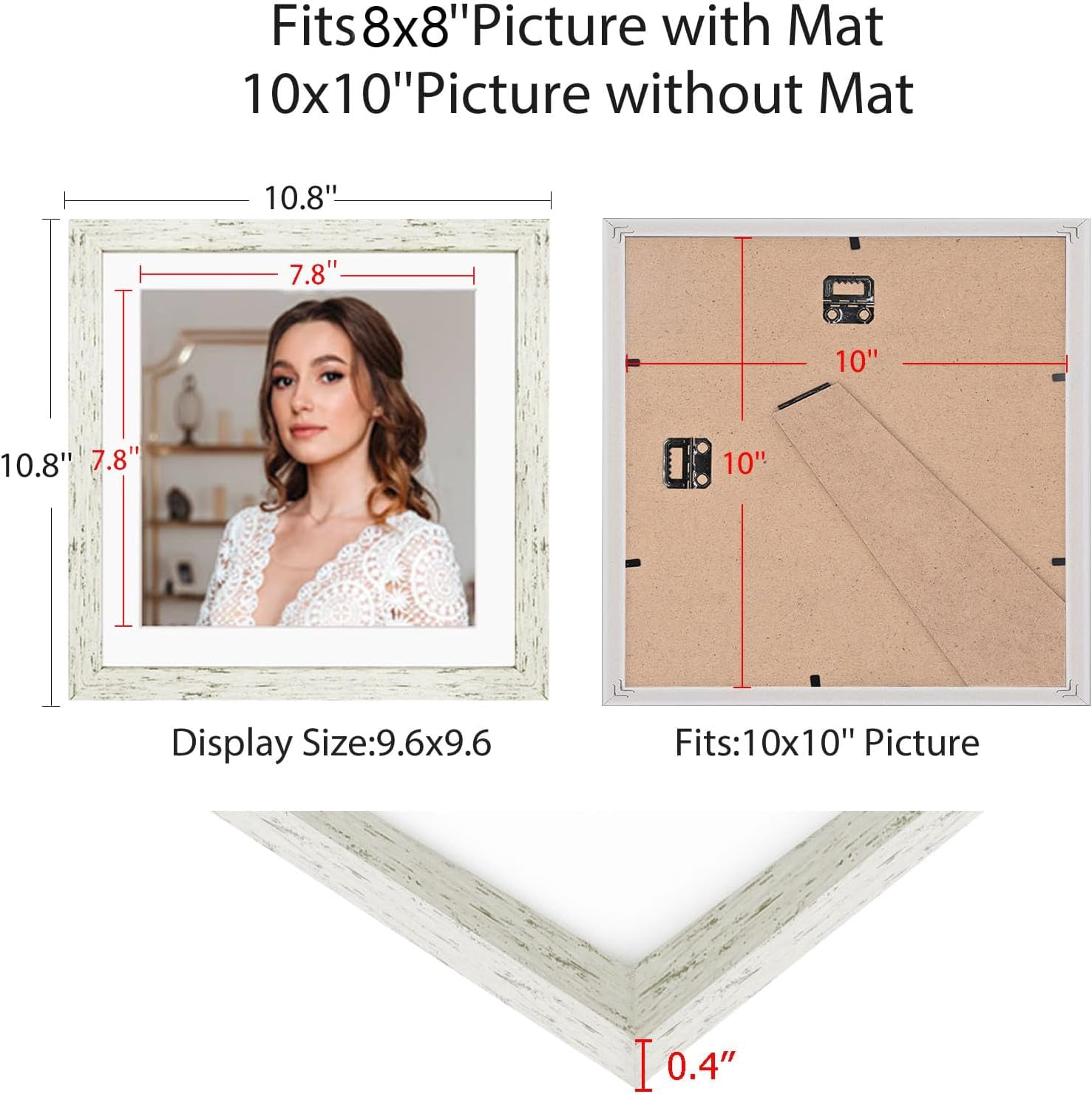 UGUCYUI-10x10 Picture Frame Set of 9, Display Pictures 8x8 with Mat or ...