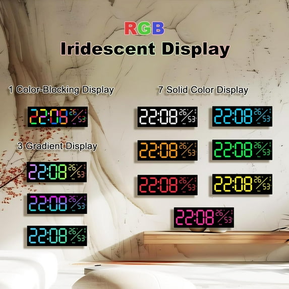 UGUCYUI-11-Inch LED Digital Wall Clock with RGB Flowing Light, Seconds ...
