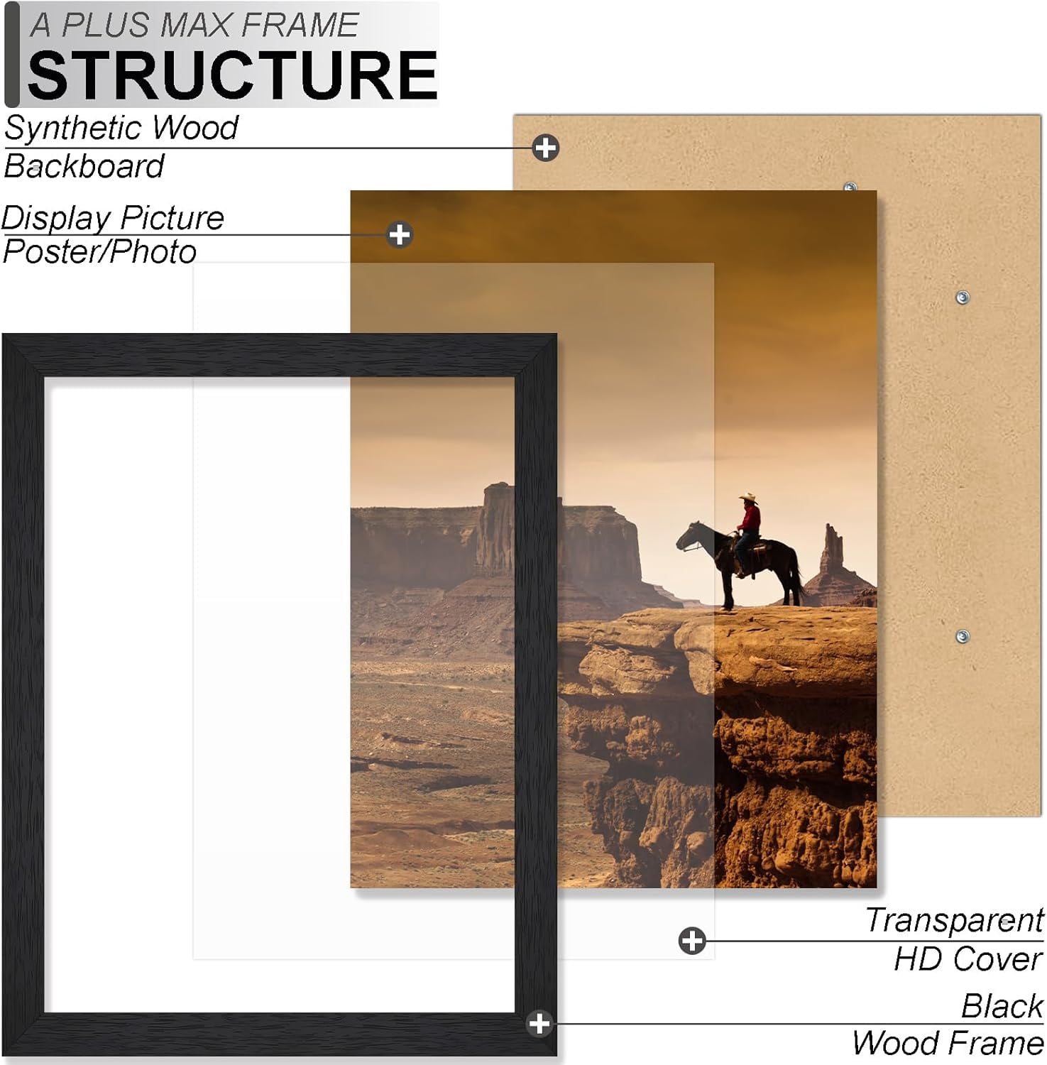 UGUCYUI-11x15 Picture Frame Set of 6, Black Engineered Wood Frame for ...