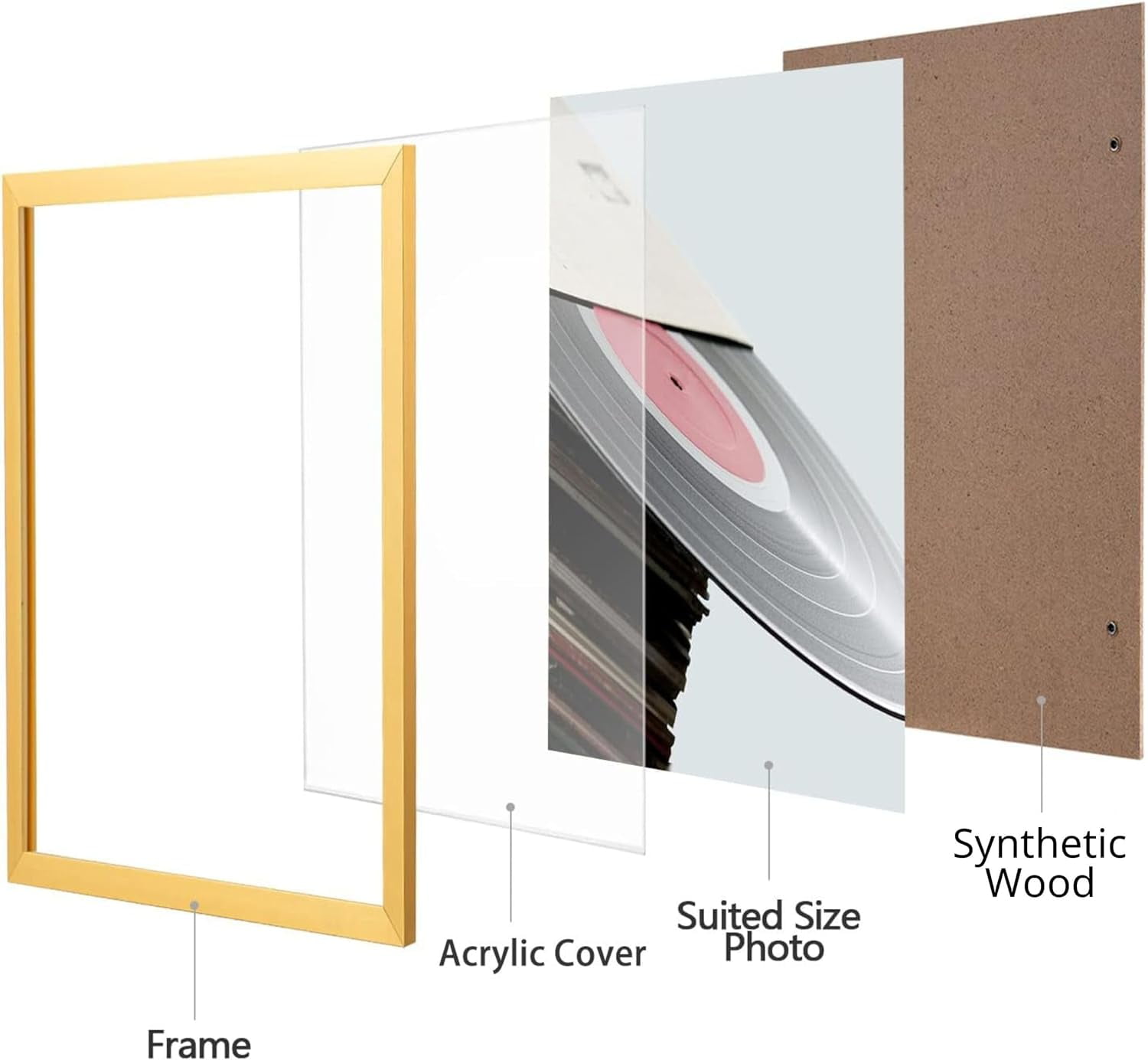 UGUCYUI-12.5x12.5 Record Frame Gold Vinyl Frames Set of 4 Made of PVC ...