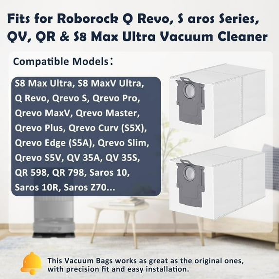 UGUCYUI-12 Pack Dust Bag for Roborock QV 35S/35A/Qrevo S5V/Saros 10R/Qrevo Edge S5A/Qrevo CurvX ...