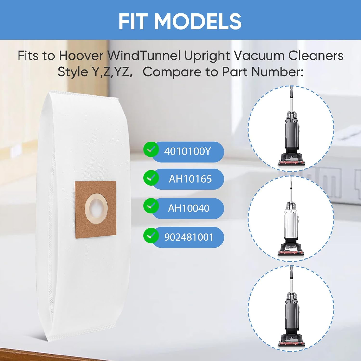 UGUCYUI-12 Pack Type Y Filter Vacuum Bags for Hoover WindTunnel Upright ...