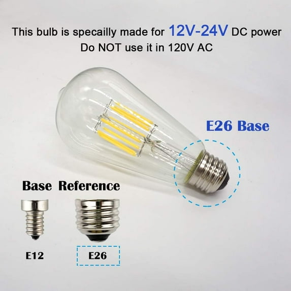 UGUCYUI-12V 24V DC Input 8W LED Bulb, ST21(ST64) Style, Dimmable with ...