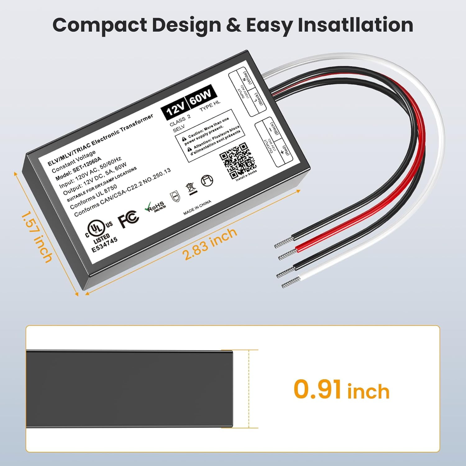UGUCYUI-12v 60w Dimmable LED Driver,120V AC to 12V DC led transformer ...