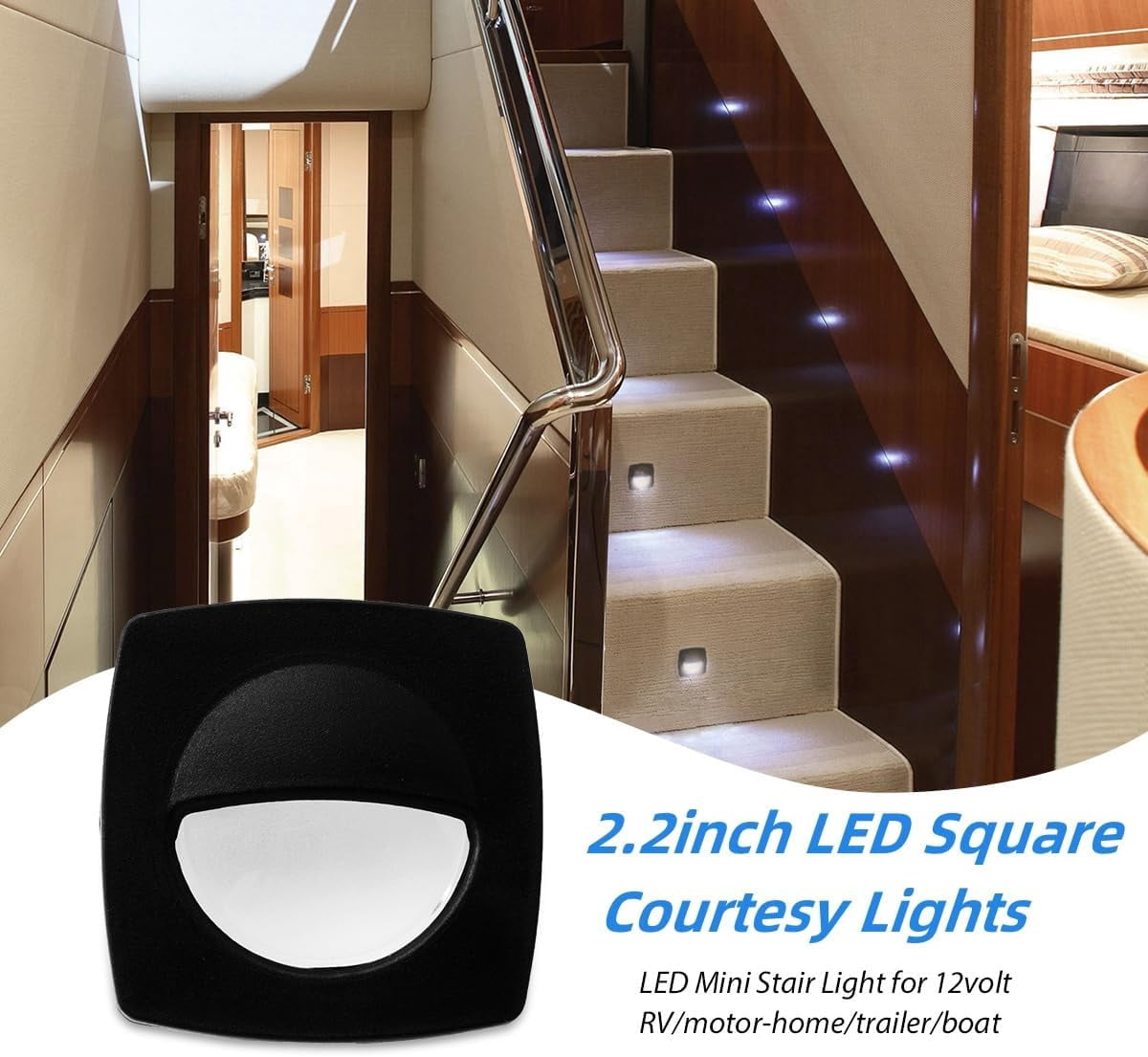 UGUCYUI-12volt LED Black Recessed Companion Way Courtesy Light for ...