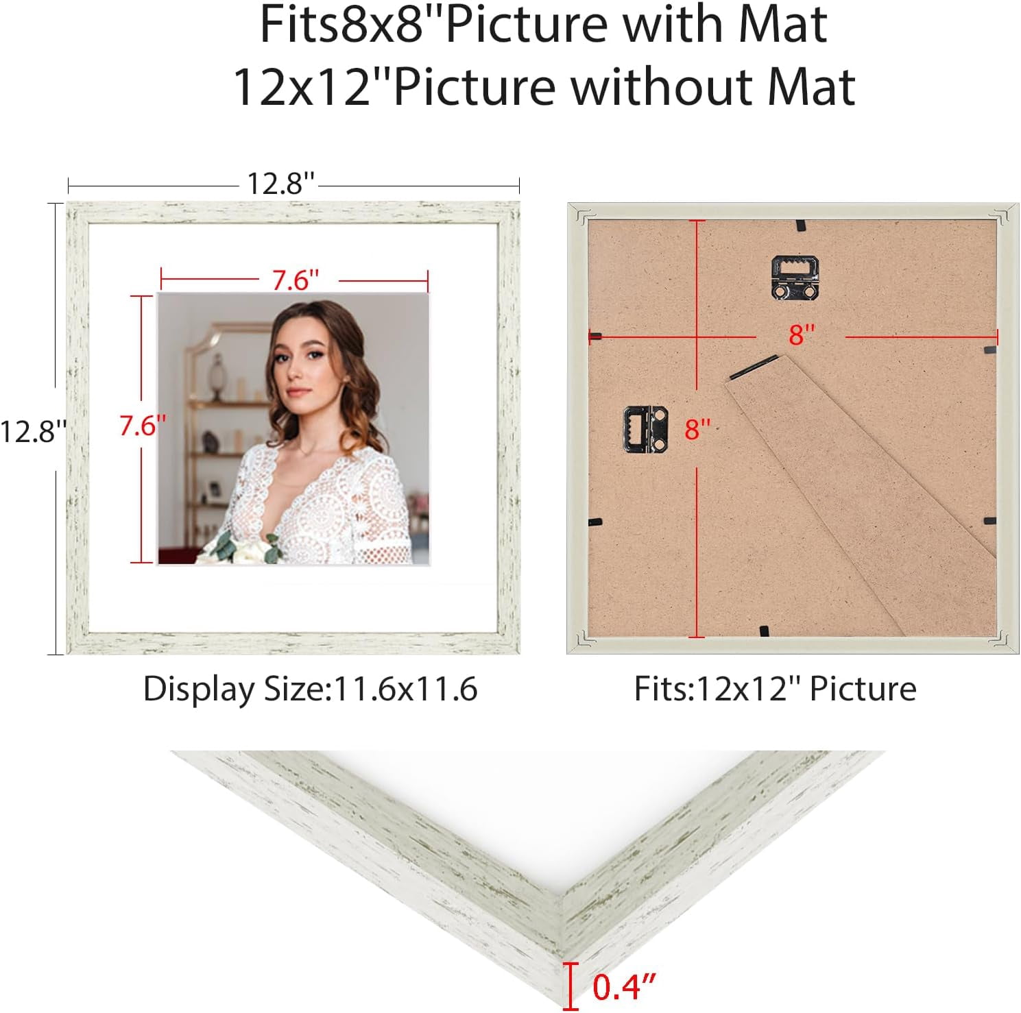UGUCYUI-12x12 Picture Frame Set of 9, Display Pictures 8x8 with Mat or ...